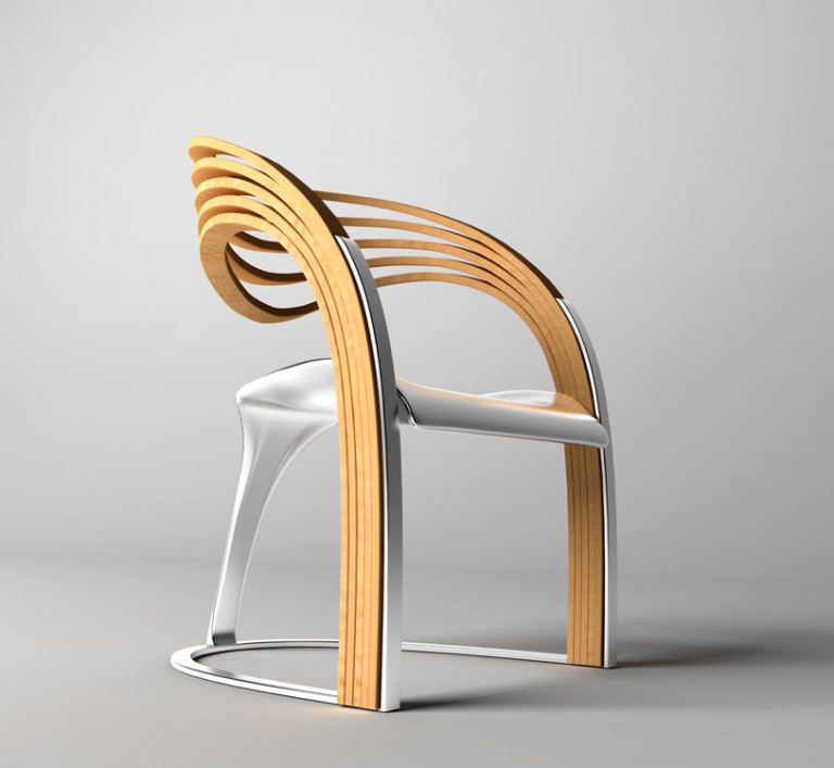 Designer Spin chair by Martin Ballendat in walnut